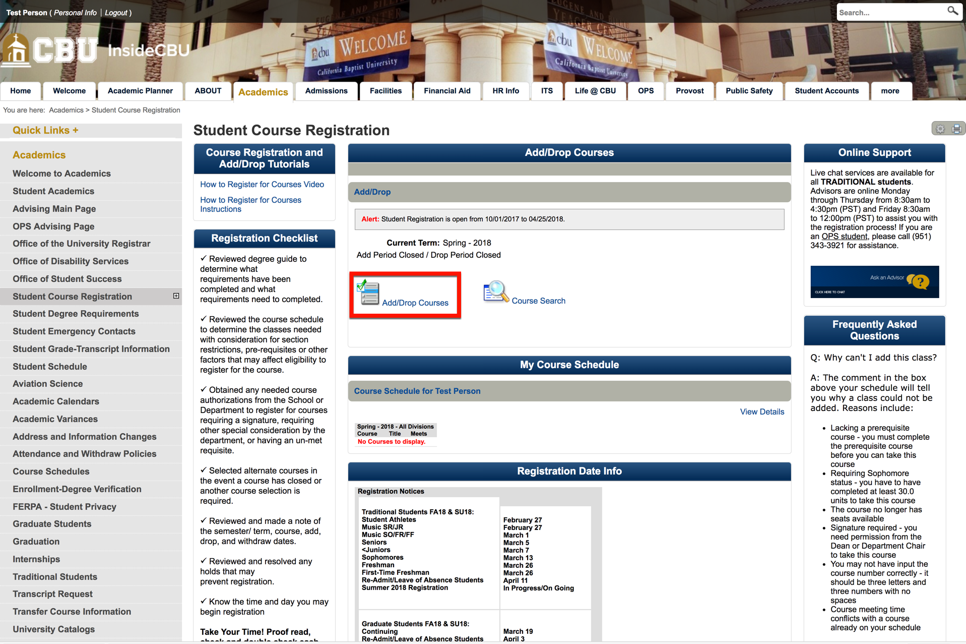 Registering for Classes - Academic Journey